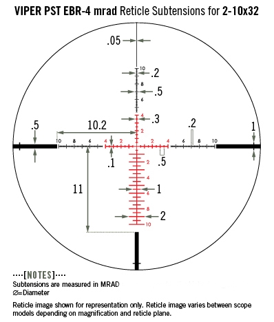 Vortex Viper PST Gen II 2-10x32 FFP Riflescope with EBR-4 Reticle MRAD ...